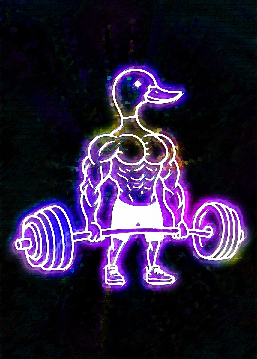 'neon Duck Bodybuilder' Poster, picture, metal print, paint by Izmo ...