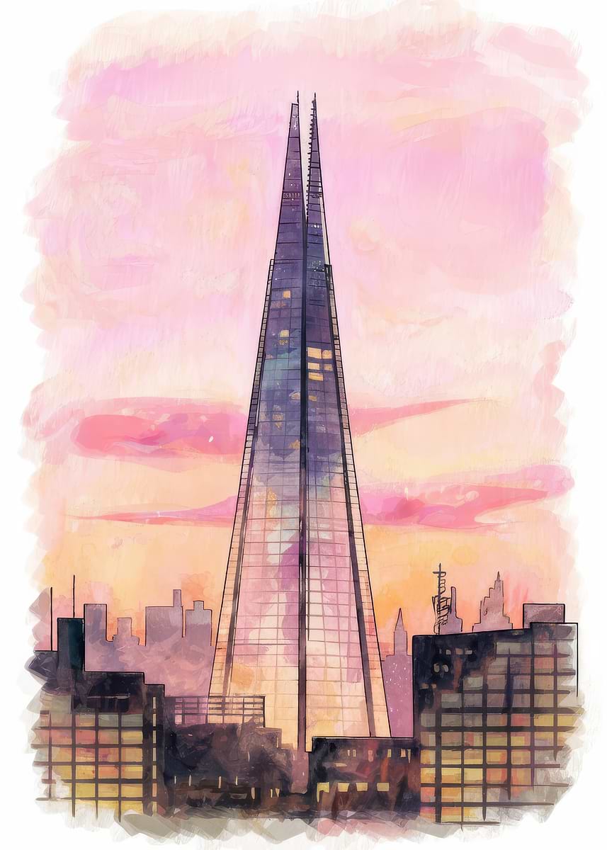 'London Shard Watercolor' Poster, picture, metal print, paint by ...