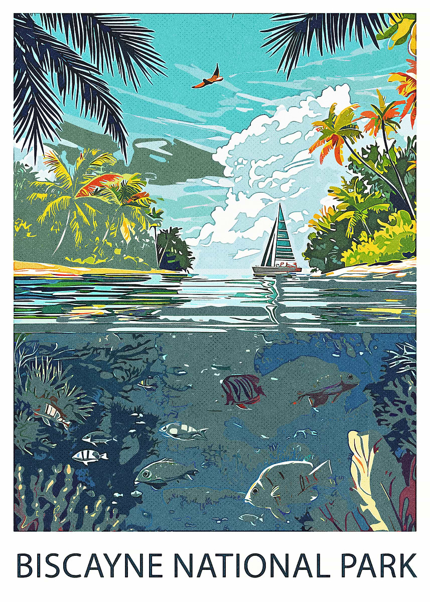 'Biscayne National Park' Poster, picture, metal print, paint by ...
