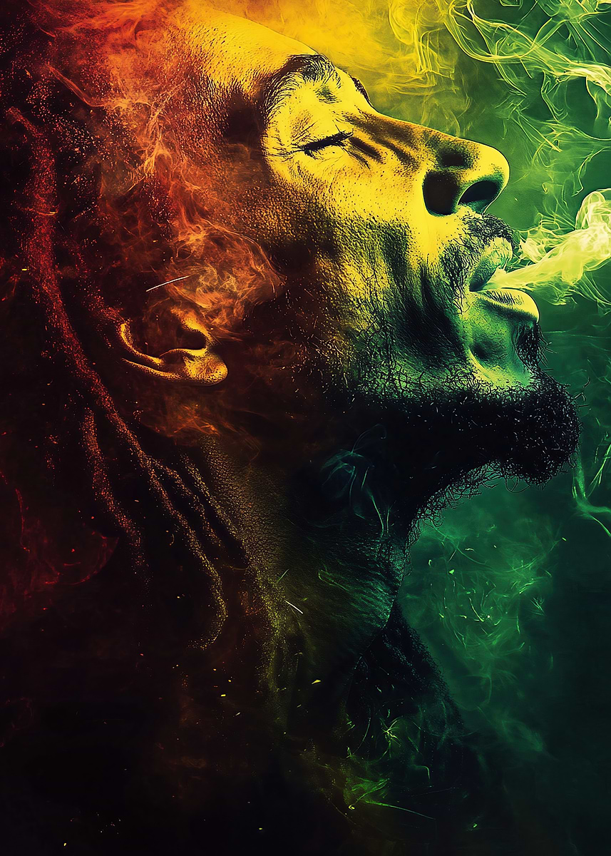 'Bob Marley Smoke Portrait' Poster, picture, metal print, paint by Yuki ...