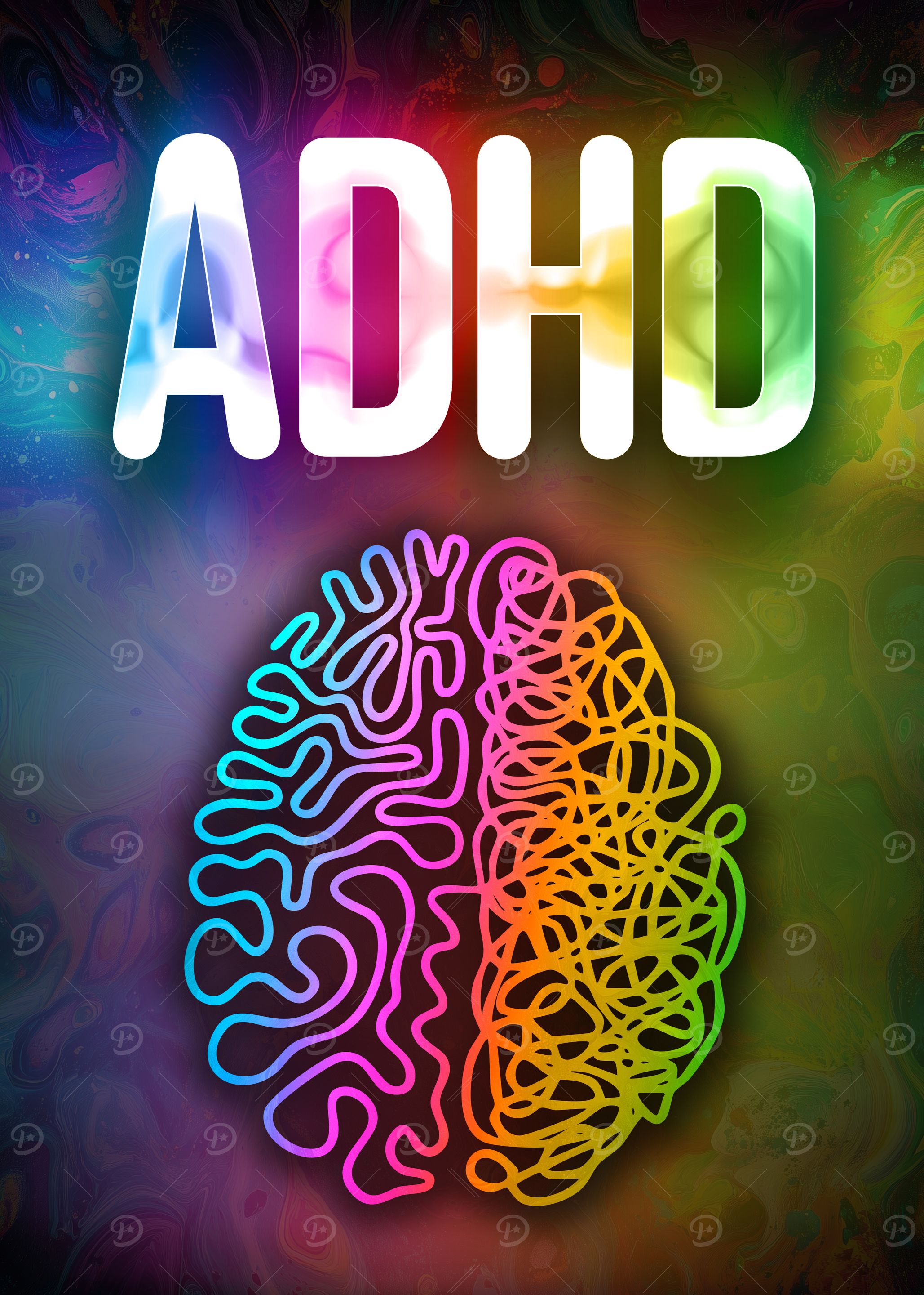 'ADHD Brain Illustration' Poster, picture, metal print, paint by Klark ...