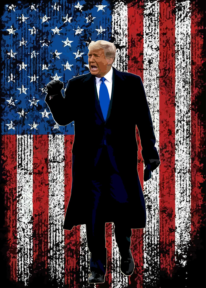 'Trump American Flag' Poster, picture, metal print, paint by Jdrzej ...