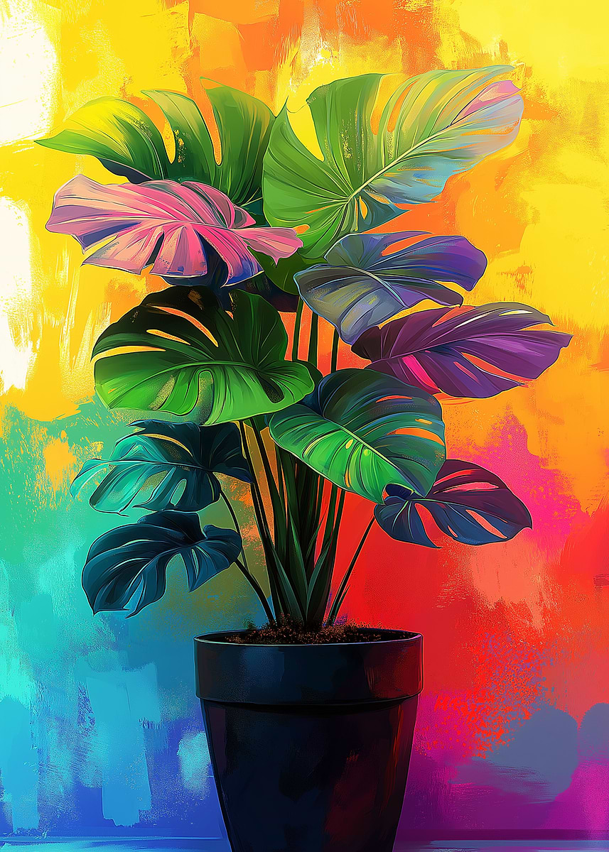'Monstera Plant Painting' Poster, picture, metal print, paint by ...