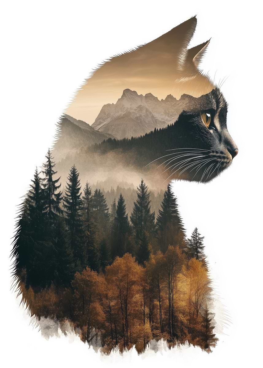 'Cat Mountain Landscape' Poster, picture, metal print, paint by Design ...
