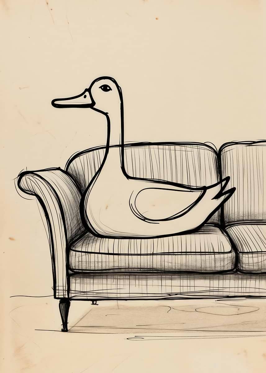 'Duck on a Couch' Poster, picture, metal print, paint by Scorpio ...