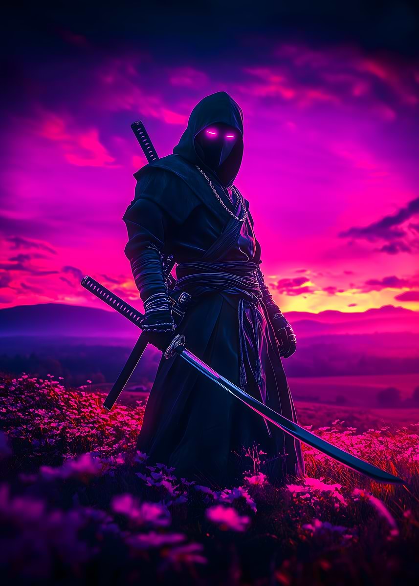 'Ninja at Sunset' Poster, picture, metal print, paint by Rana Studio ...