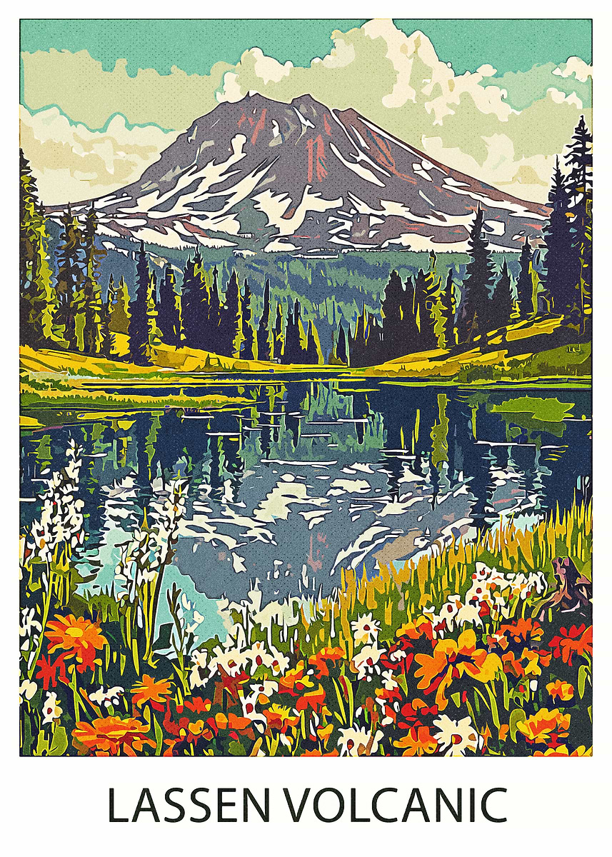 'Lassen Volcanic National Park' Poster, picture, metal print, paint by oconkath | Displate