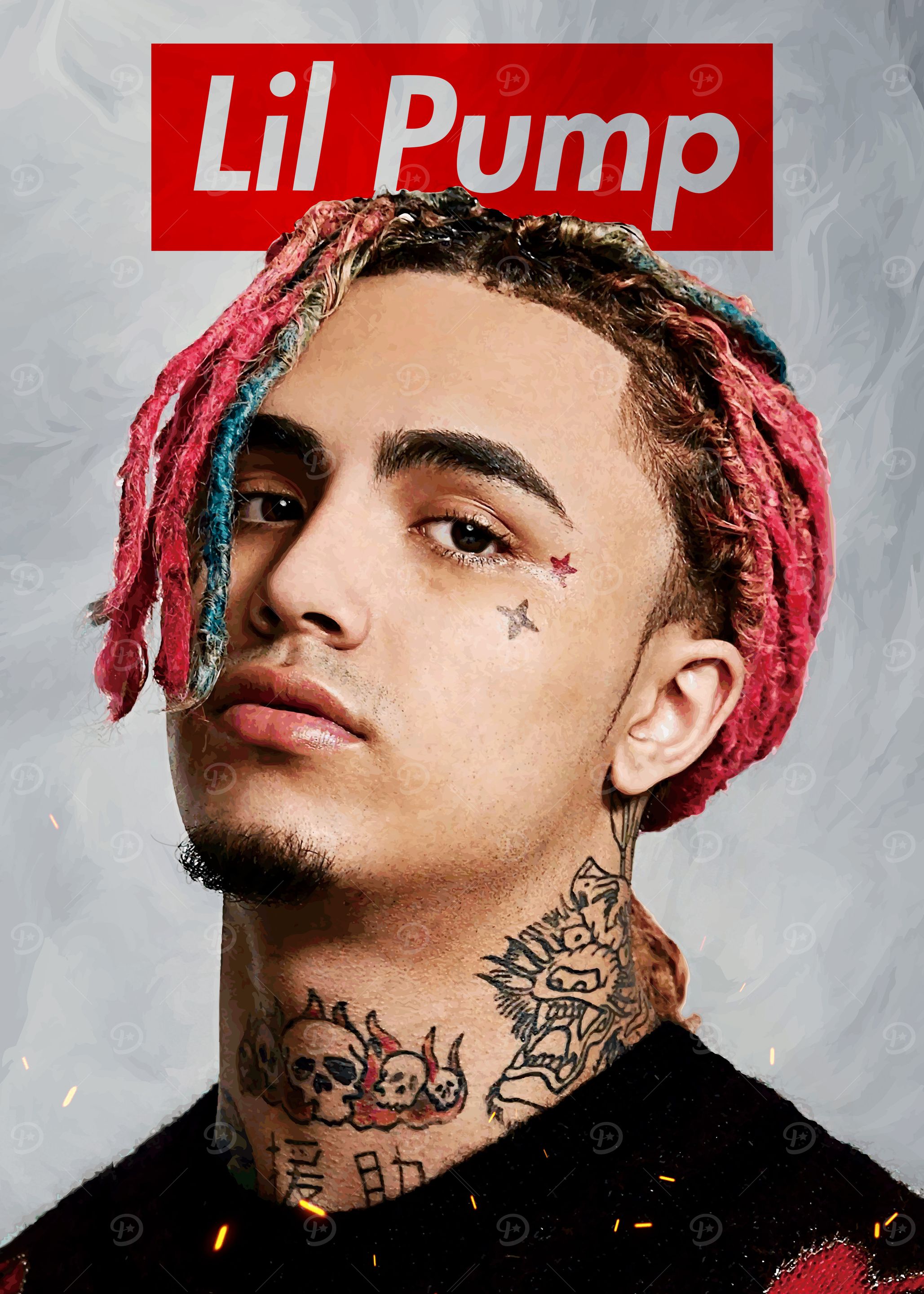 'Lil Pump' Poster, picture, metal print, paint by Micho Abstract | Displate