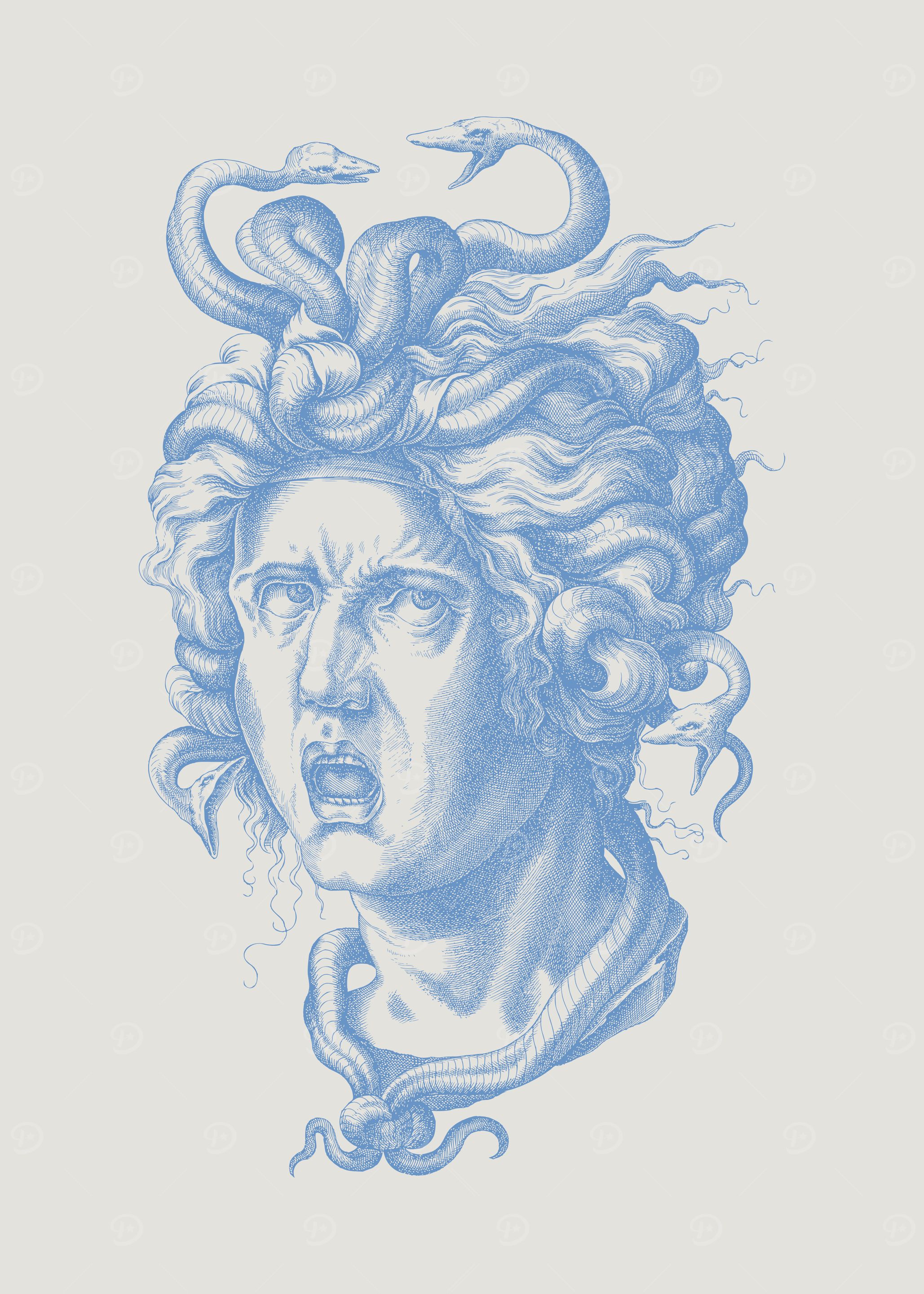 'Medusa Portrait' Poster, picture, metal print, paint by LLAM | Displate