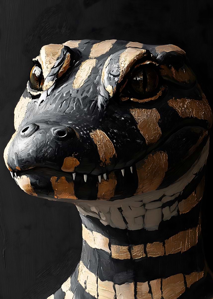 'Golden Alligator Portrait' Poster, picture, metal print, paint by ...
