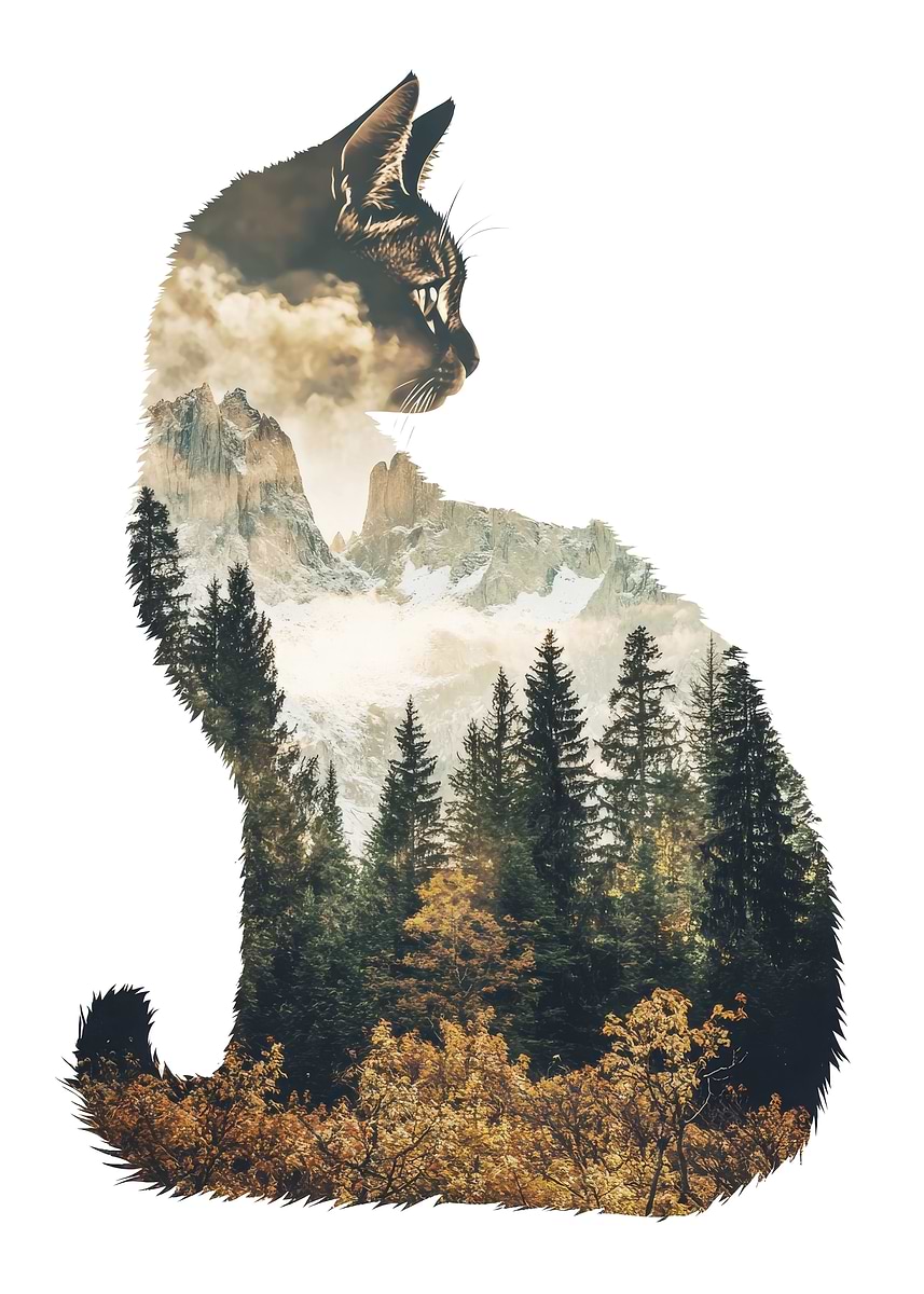 'Cat Mountain Landscape' Poster, picture, metal print, paint by Logan ...
