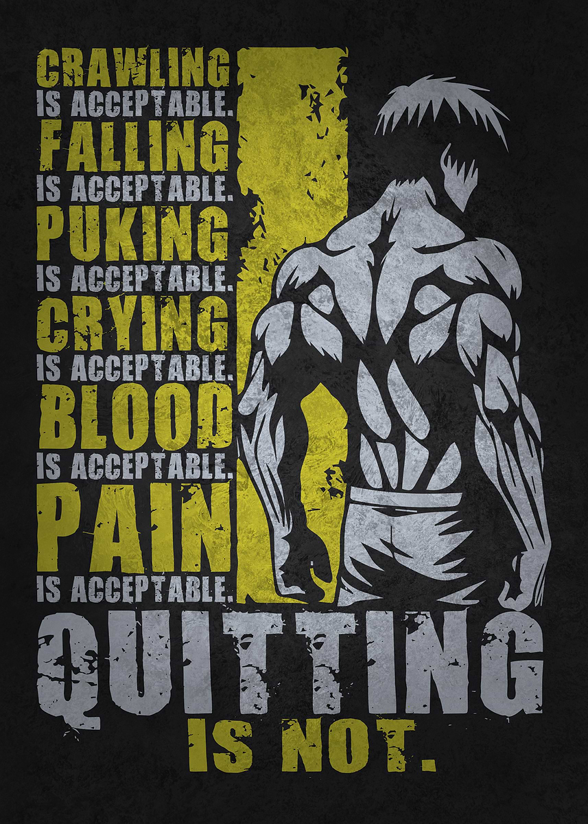 'Quitting Is Not Acceptable - Anime Gym Motivation' Poster, picture ...