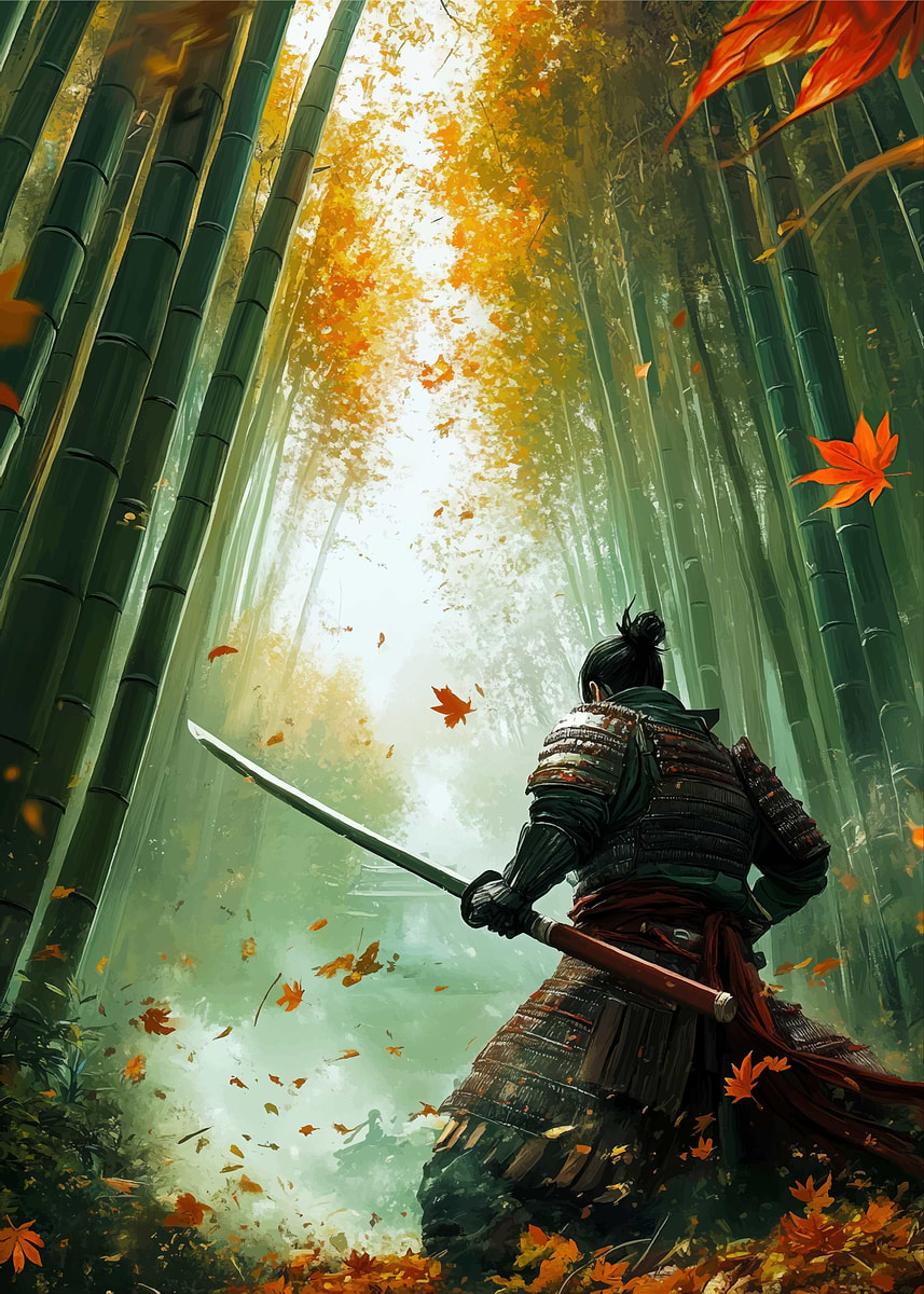 'Samurai in Bamboo Forest' Poster, picture, metal print, paint by ...