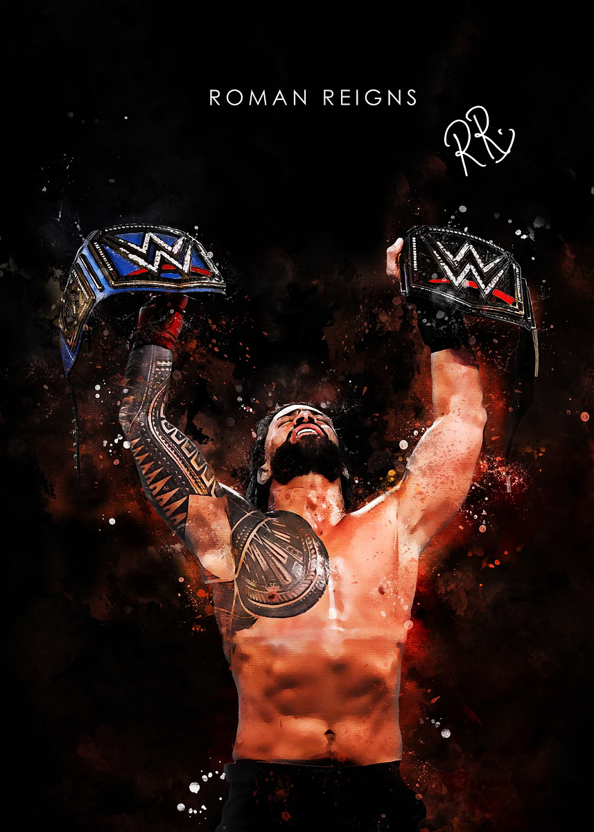 'Roman Reigns WWE Champion' Poster, picture, metal print, paint by HANA ...