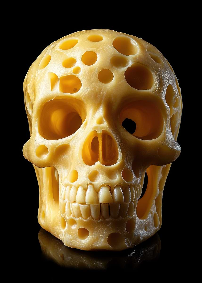 'Swiss Cheese Skull Sculpture' Poster, picture, metal print, paint by ...