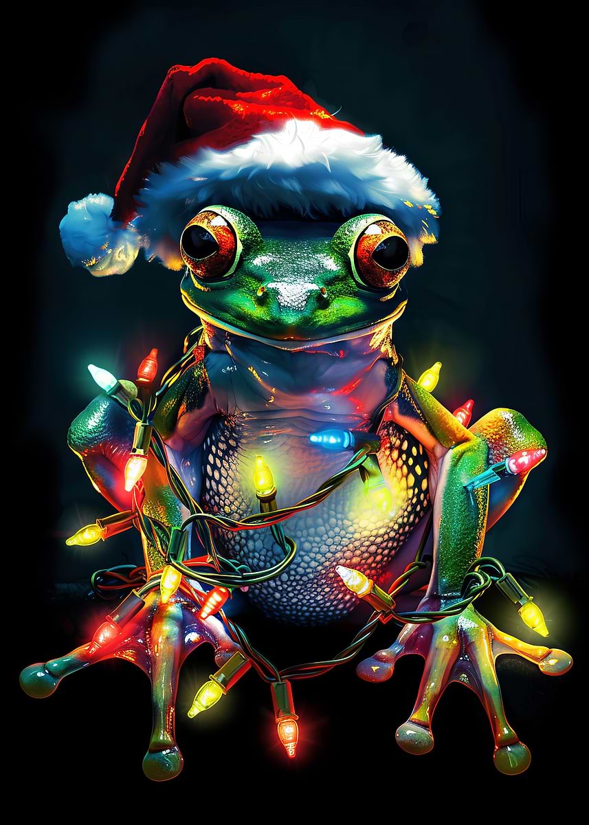 'Christmas Frog Lights' Poster, picture, metal print, paint by ...