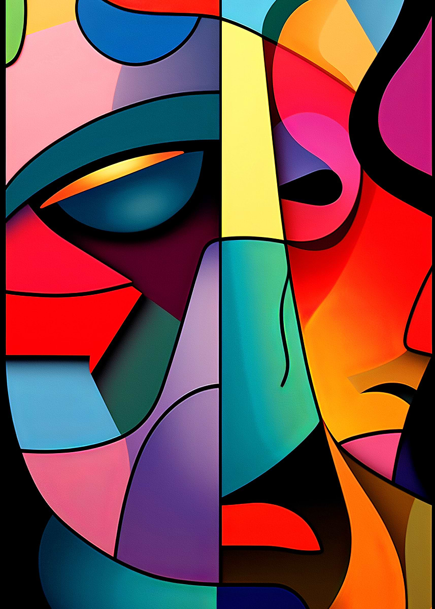 'Abstract Colorful Face' Poster, picture, metal print, paint by Gayle ...