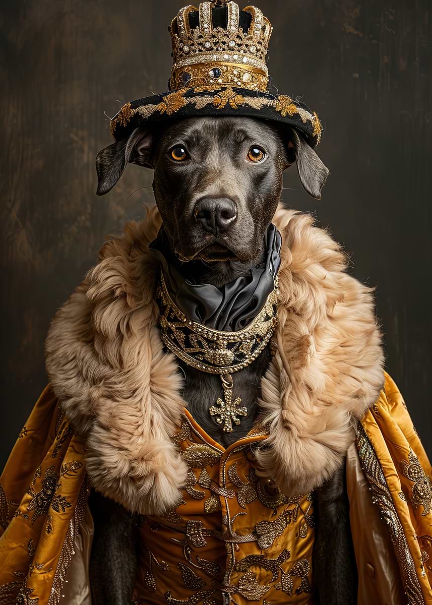 'Dog King Portrait' Poster, picture, metal print, paint by Karolina ...