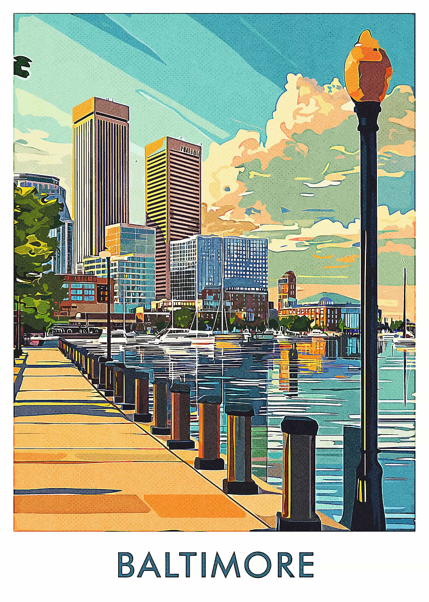 'Baltimore Cityscape' Poster, picture, metal print, paint by oconkath ...