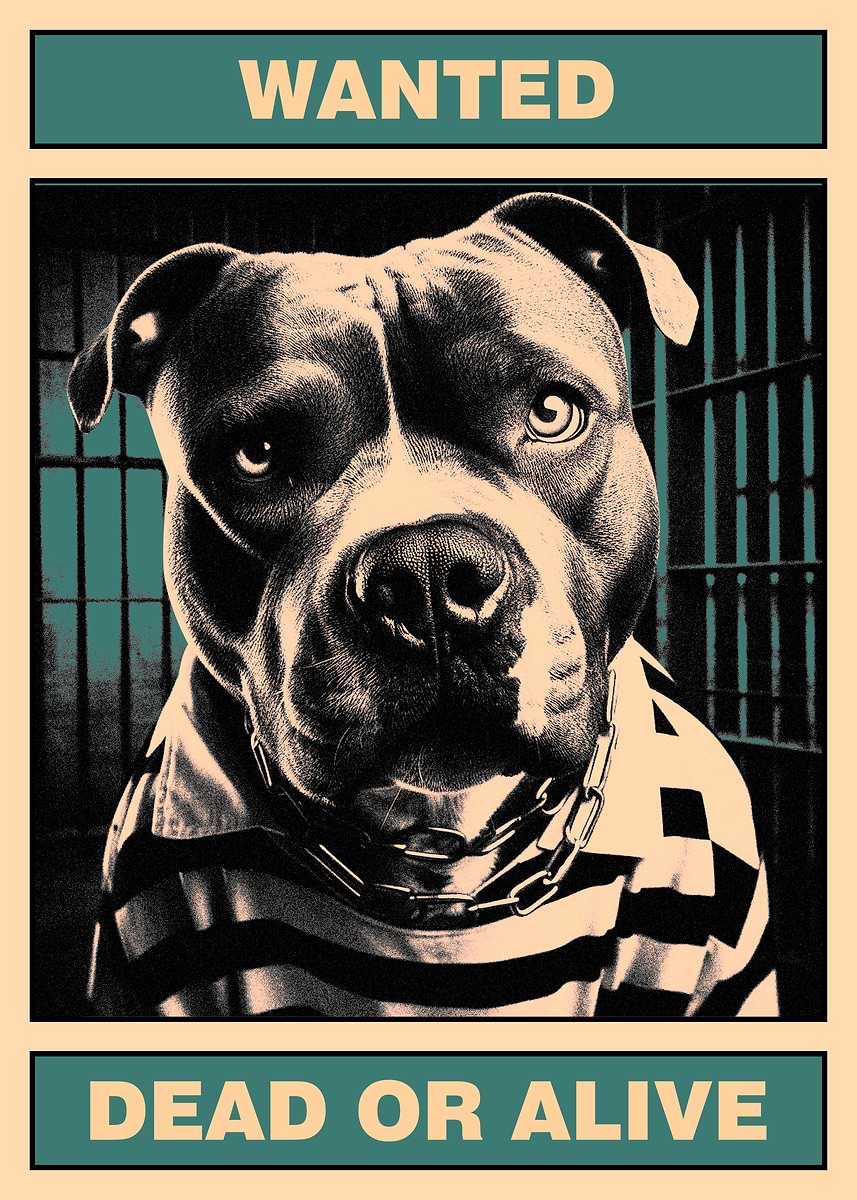 'Wanted Dog Poster' Poster, picture, metal print, paint by Vyke | Displate