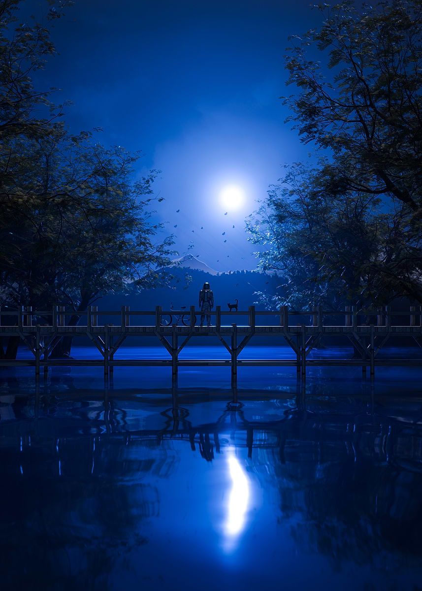 'The bridge' Poster, picture, metal print, paint by Jorge Otero | Displate