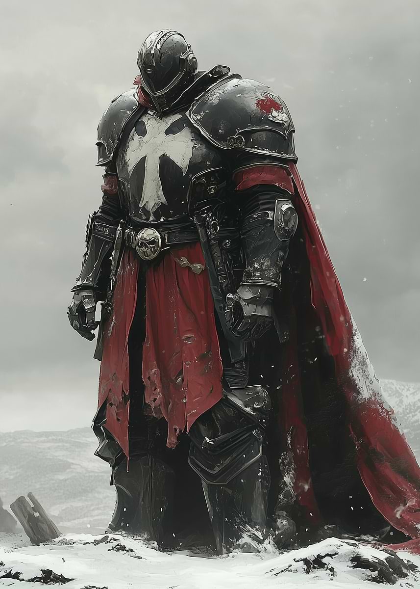 'Dark Knight in Snowy Landscape' Poster, picture, metal print, paint by ...