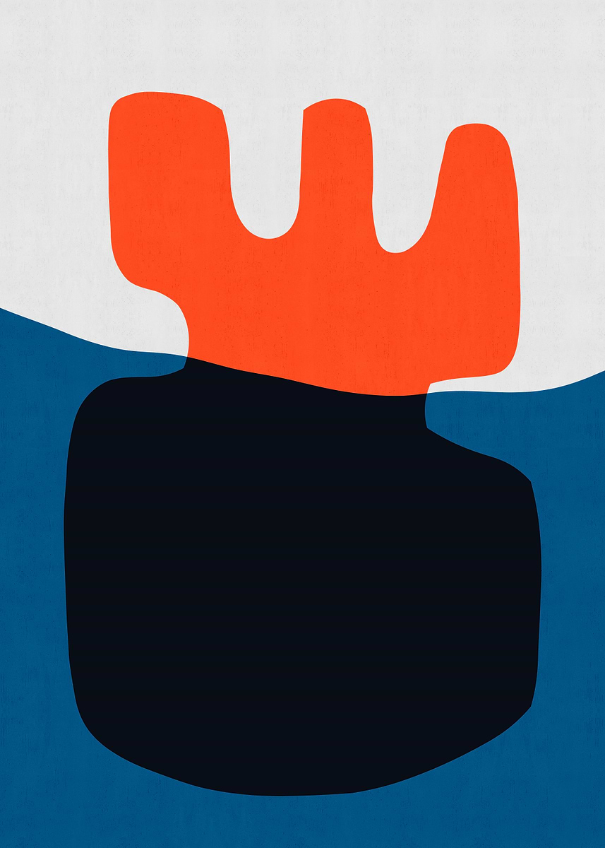 'Abstract Shapes in Blue and Orange' Poster, picture, metal print ...