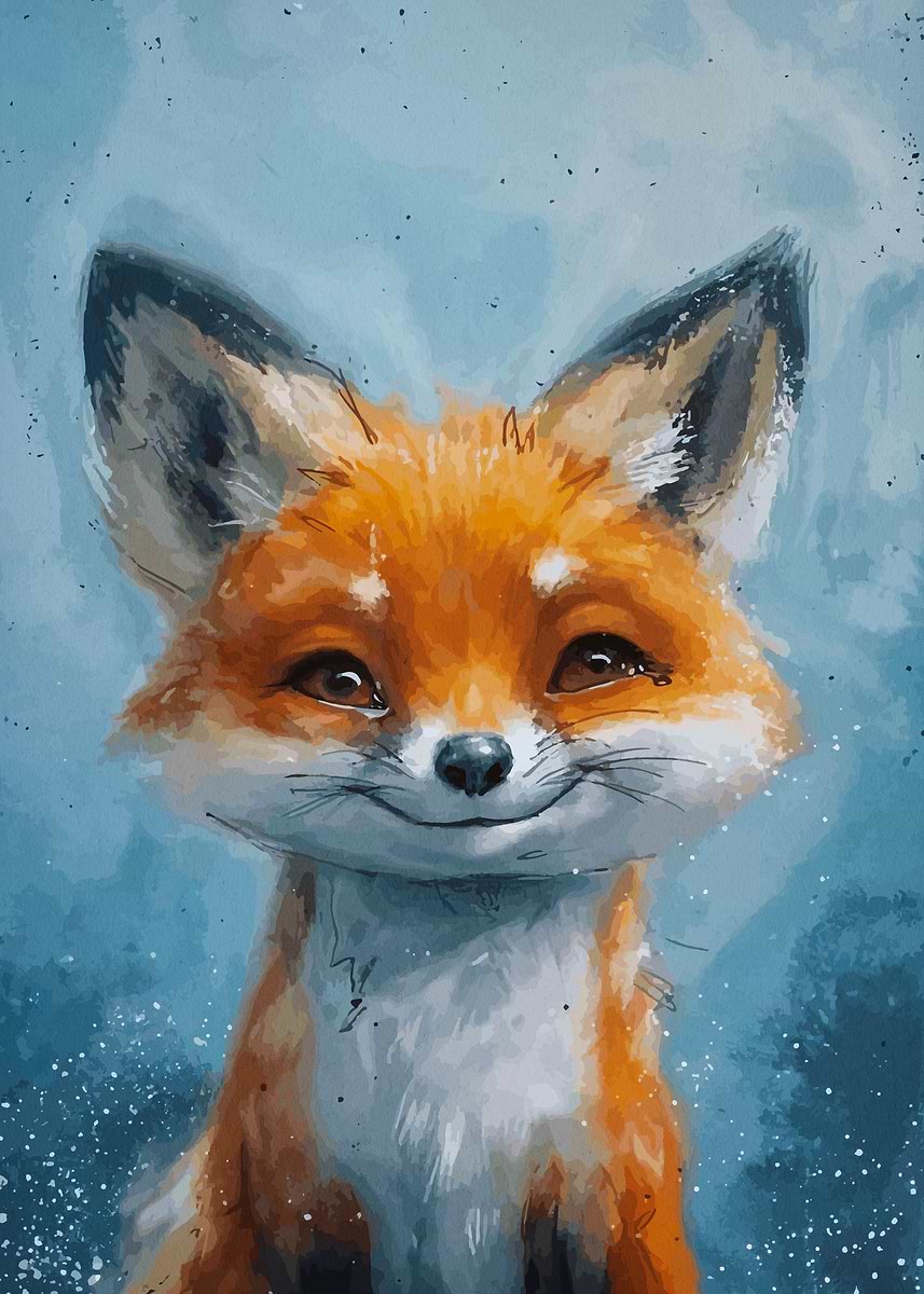 'Smiling Fox Painting' Poster, picture, metal print, paint by ...