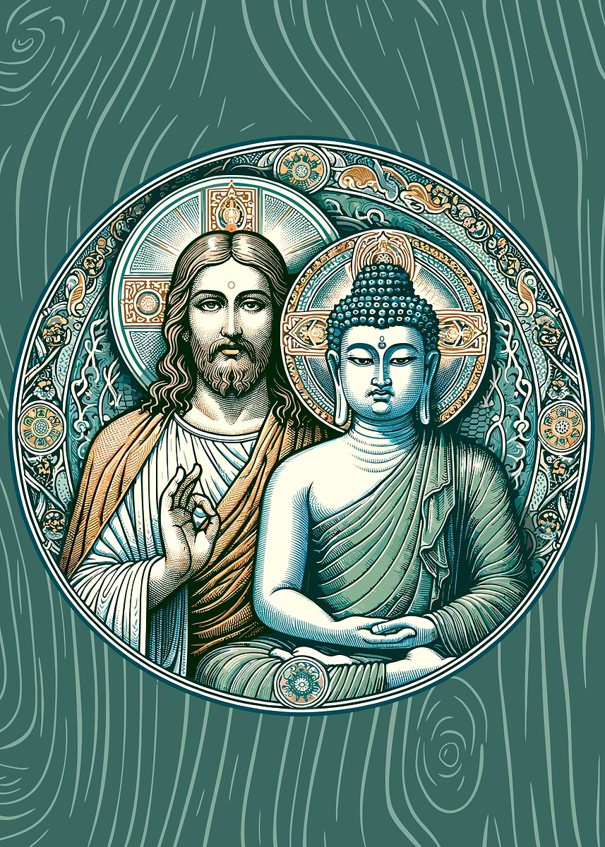 'Jesus and Buddha' Poster, picture, metal print, paint by Ray Crimson ...
