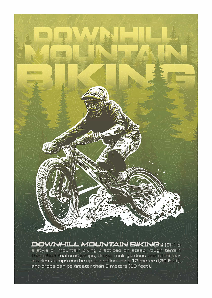 'DH Freerider - Downhill Mountain Biking Definition Poster' Poster, picture, metal print, paint ...
