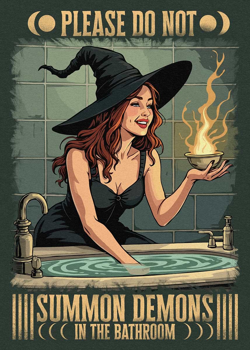 'Please don't summon demons in the bathroom' Poster, picture, metal ...