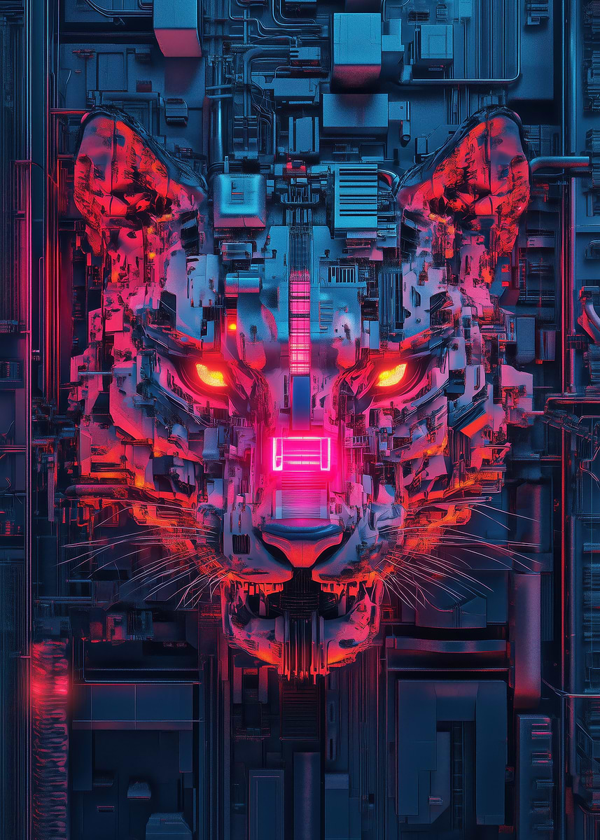 'Cybernetic Tiger' Poster, picture, metal print, paint by FrameCraft ...