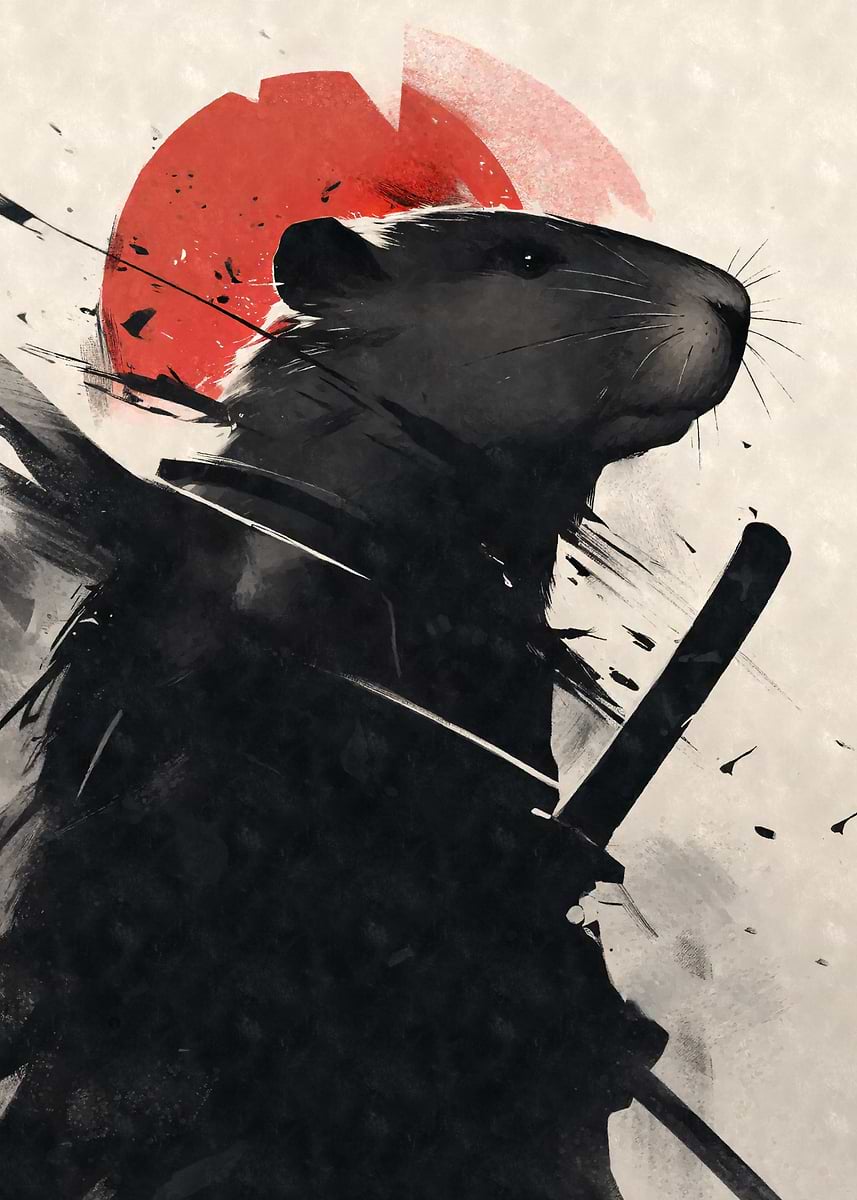 'Beaver Samurai' Poster, picture, metal print, paint by Masaki | Displate