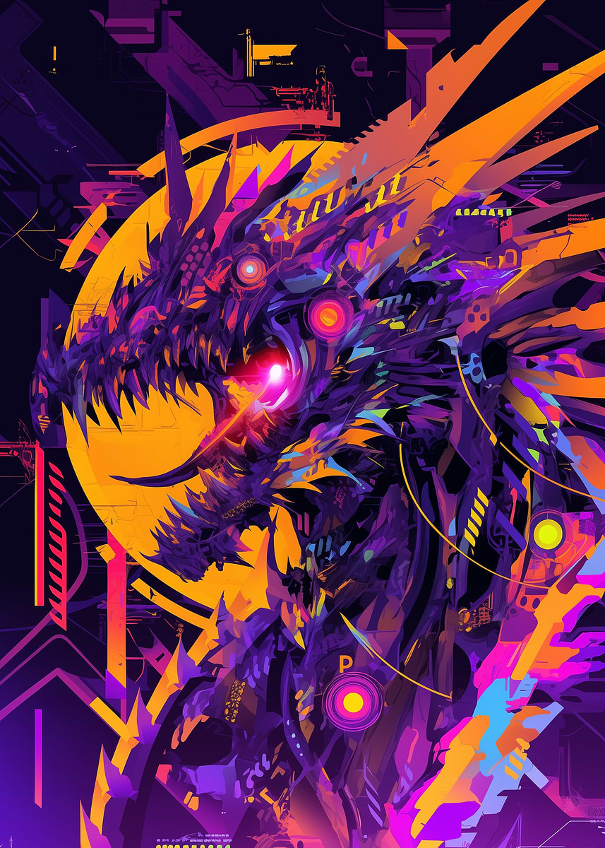 'Cybernetic Dragon' Poster, picture, metal print, paint by Luna Echo ...