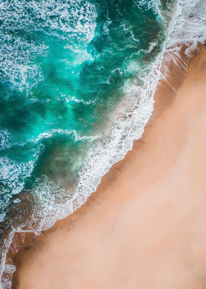 'Ocean Waves on Sandy Beach' Poster, picture, metal print, paint by ...