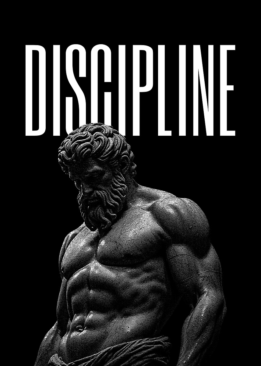 'Discipline Stoicism Stoic Man Inspirational Motivational Quote' Poster ...