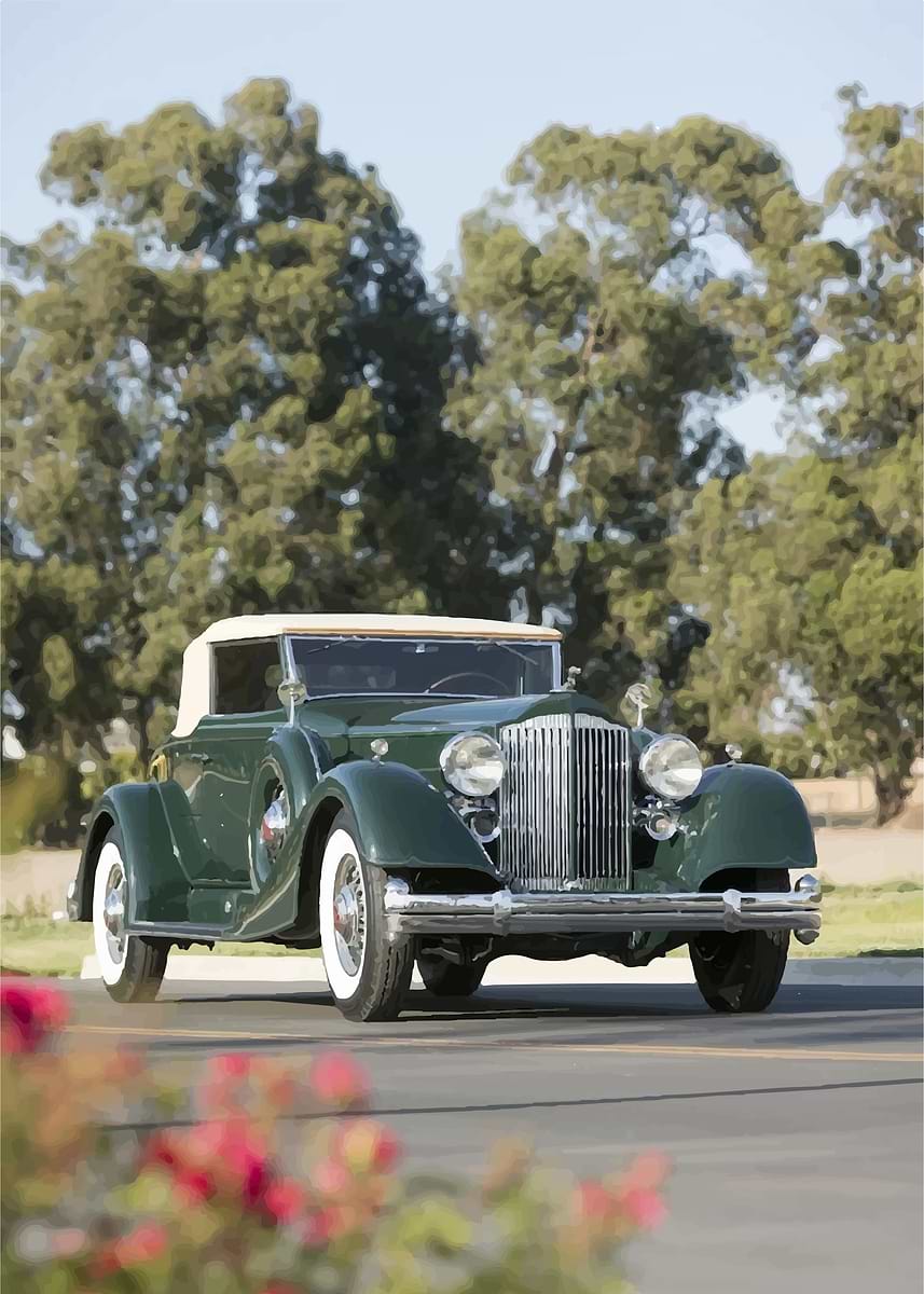'Green Classic Convertible' Poster, picture, metal print, paint by ...
