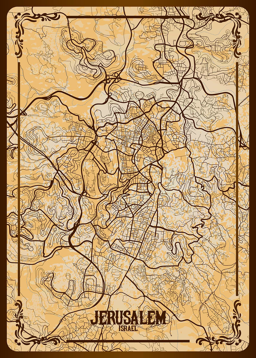 'Jerusalem City Map' Poster, picture, metal print, paint by Ibrohim ...