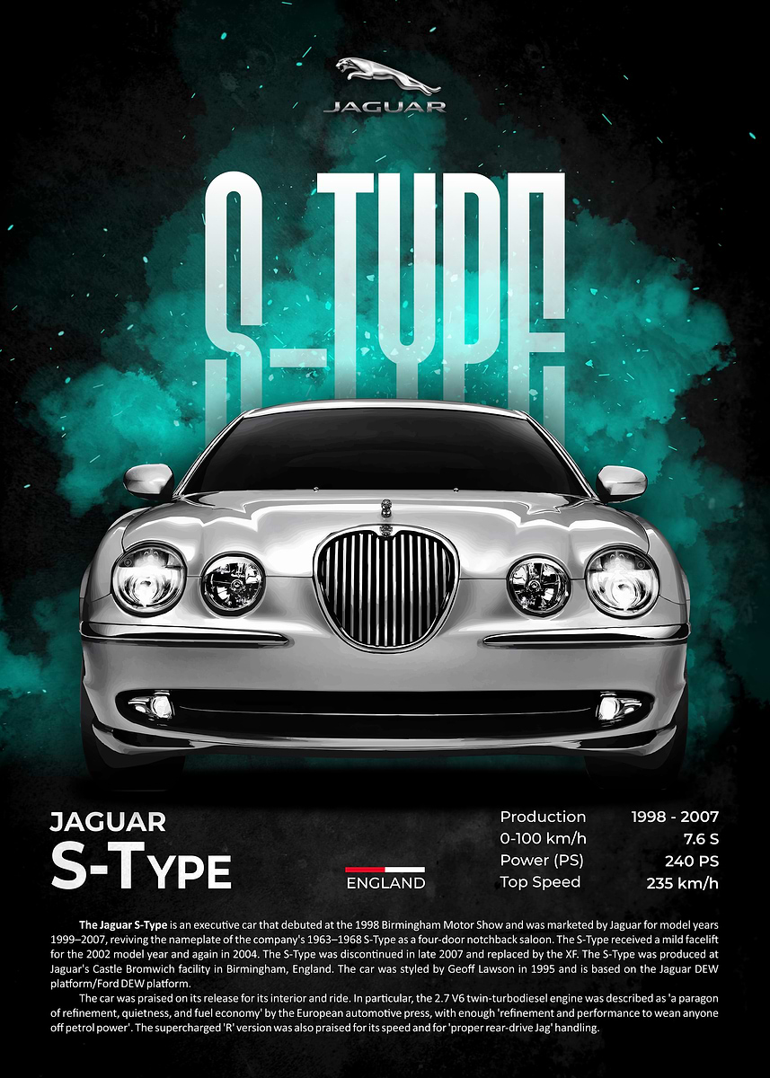 'Jaguar S-Type' Poster, picture, metal print, paint by Joko Tingkir ...