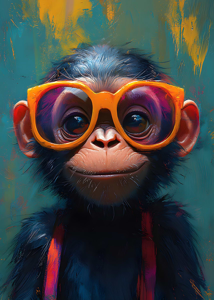 'Chimp with Sunglasses' Poster, picture, metal print, paint by Mapsters ...