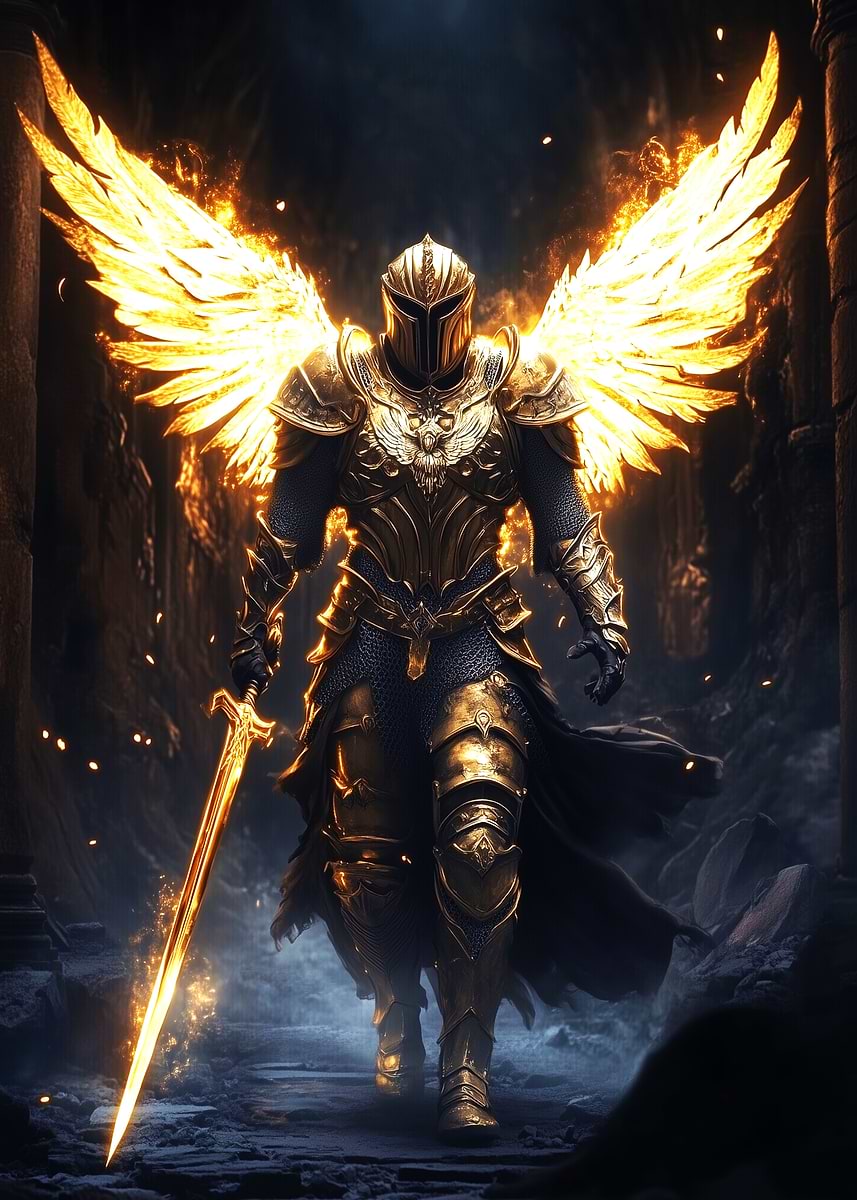 'Golden Angel Warrior' Poster, picture, metal print, paint by ZACKSTAR ...