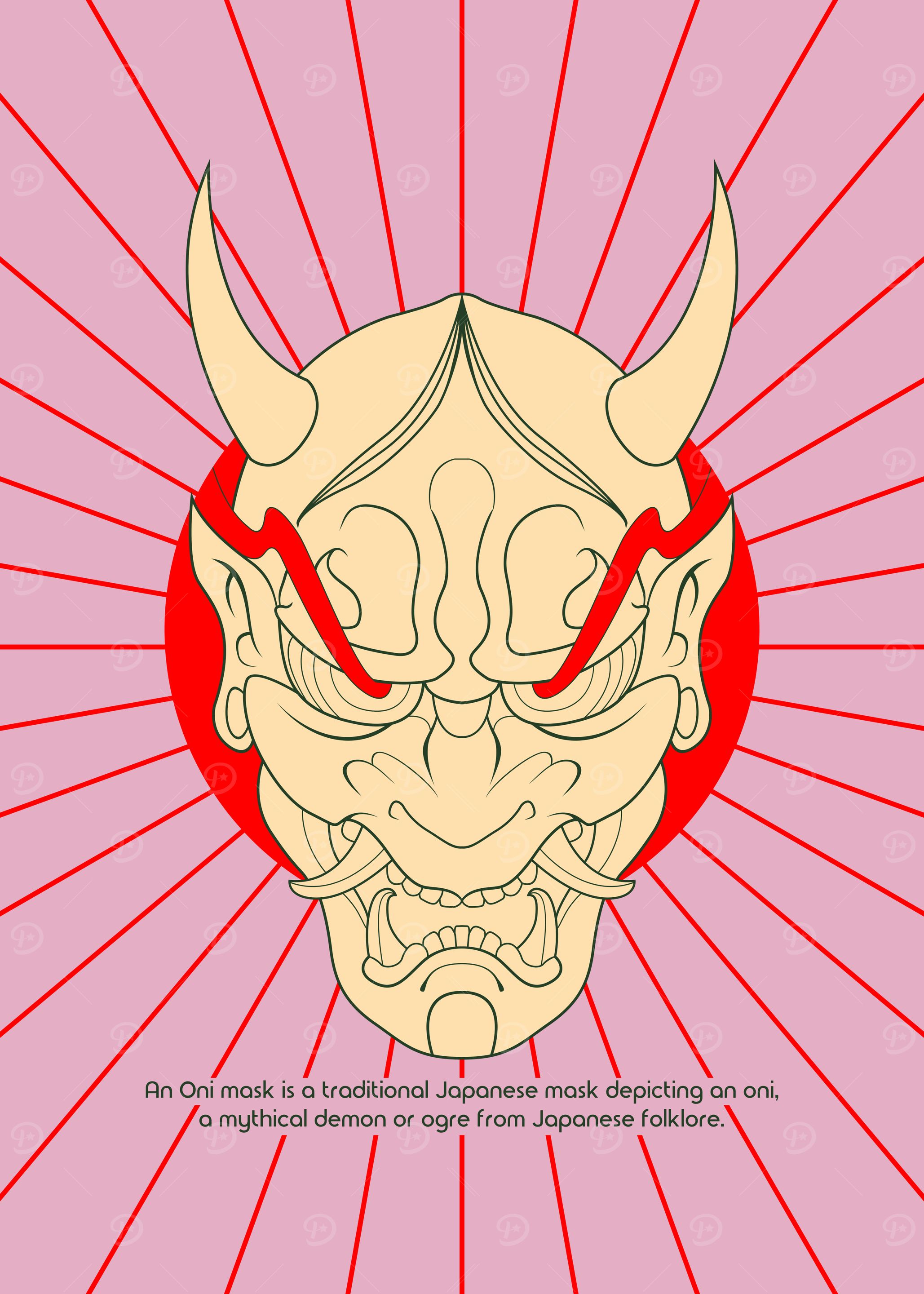 'Oni Mask Illustration' Poster, picture, metal print, paint by Farhan ...
