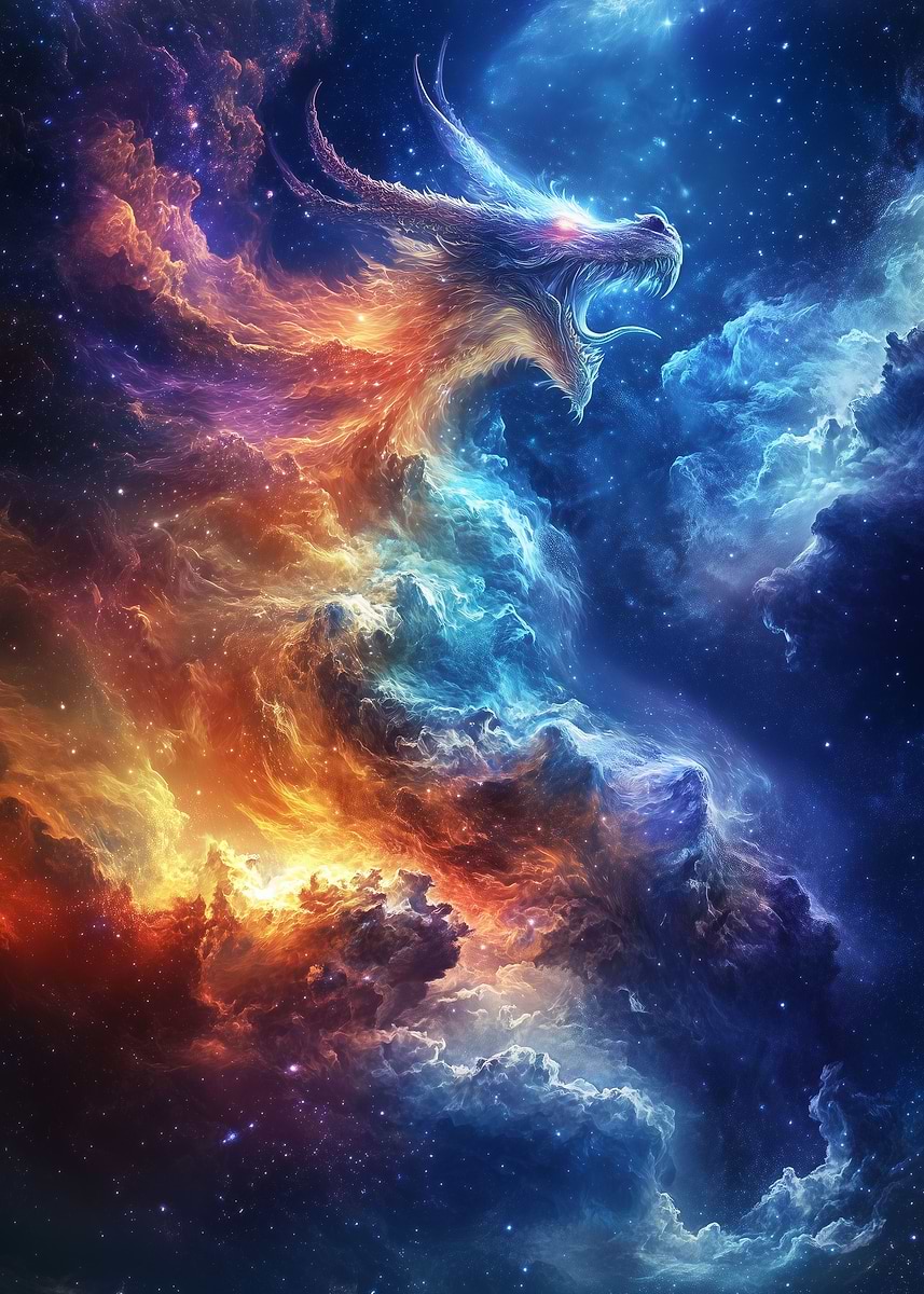'Cosmic Dragon' Poster, picture, metal print, paint by Luna Echo | Displate