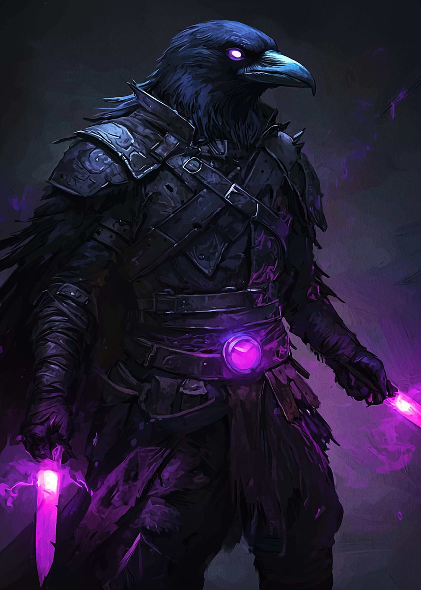 'Raven Warrior with Magic Daggers' Poster, picture, metal print, paint ...