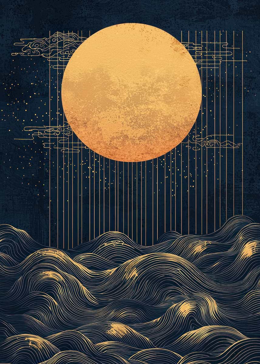'Golden Moon Landscape' Poster, picture, metal print, paint by Benjamin ...