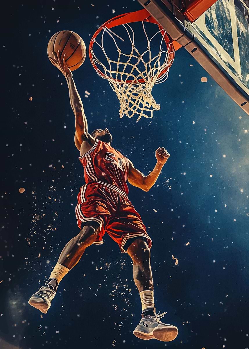 'Basketball Dunk' Poster, picture, metal print, paint by Roshni Taylor ...