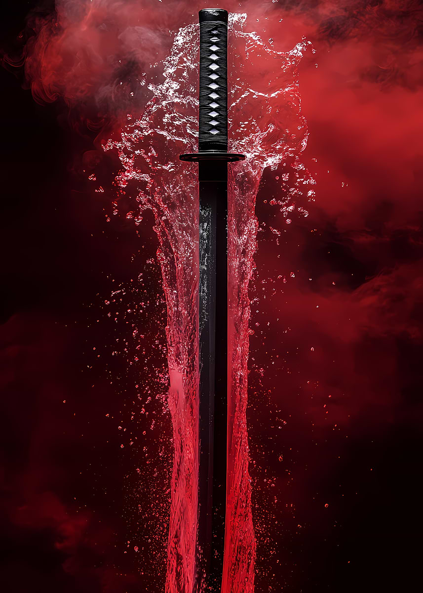 'Samurai Sword in Water' Poster, picture, metal print, paint by Aurora ...