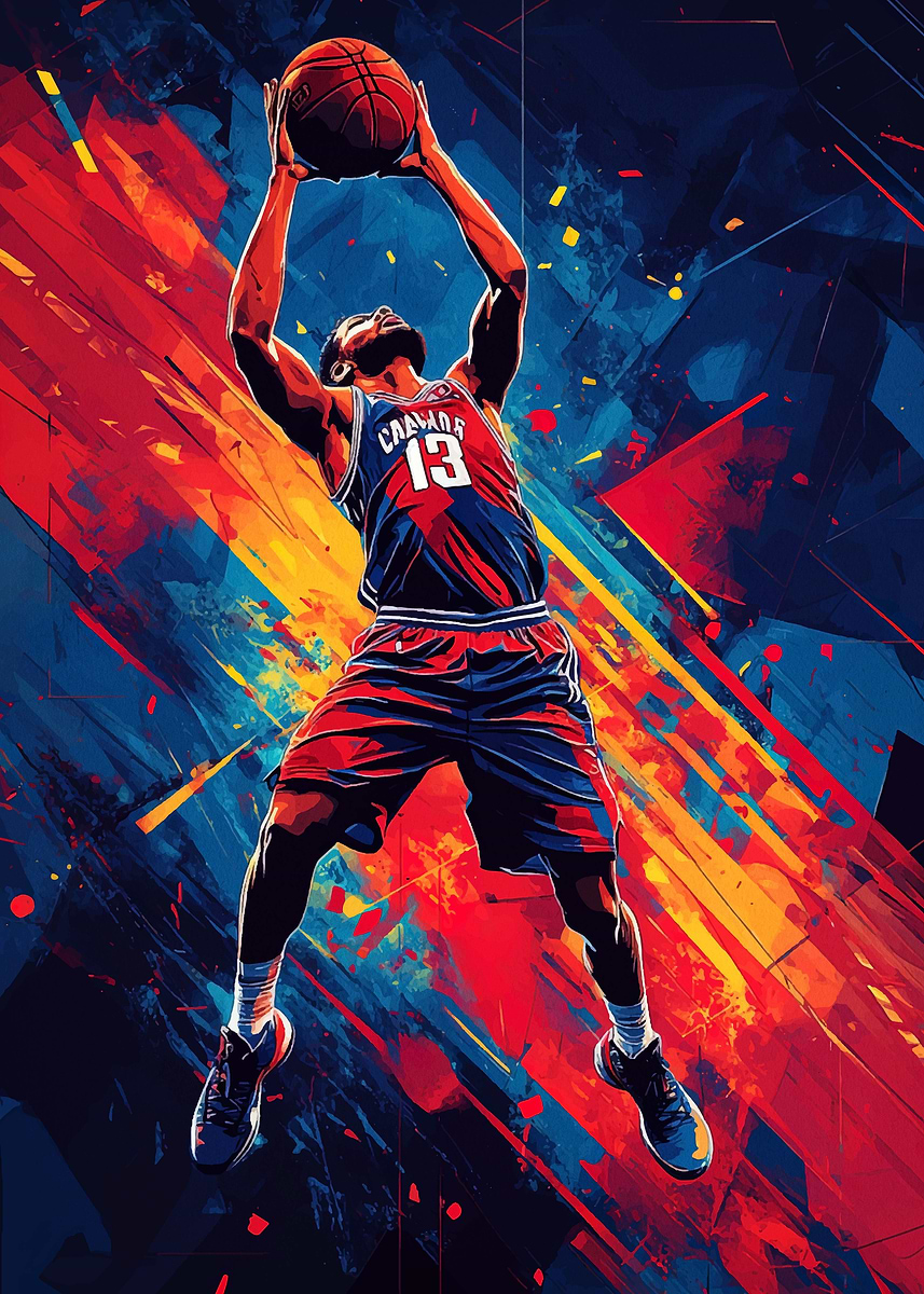 'Basketball Player Dunk' Poster, picture, metal print, paint by Roshni ...