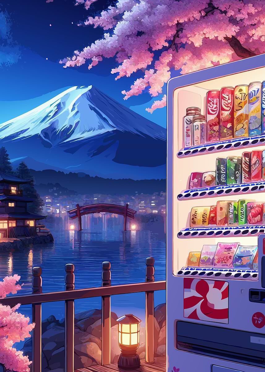 'Japanese Anime Vending Machine Fuji' Poster, picture, metal print ...