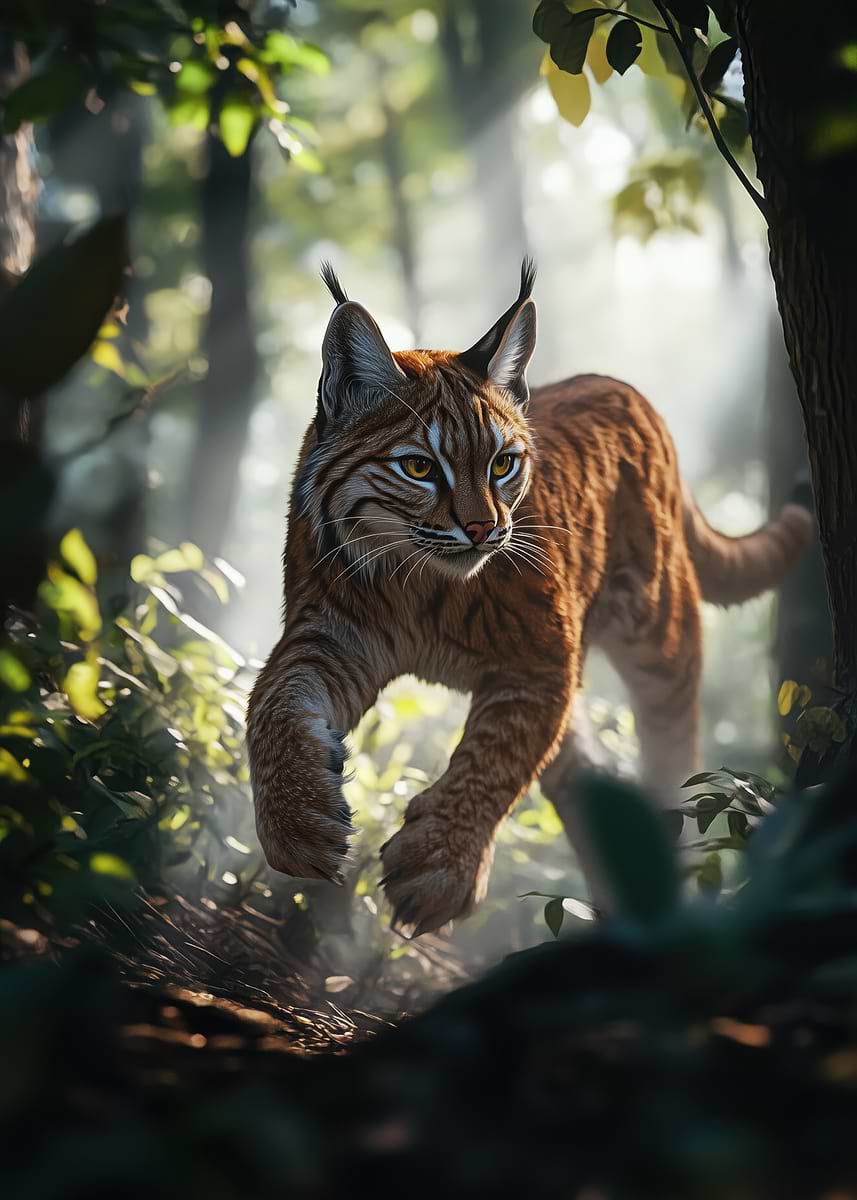 'Bobcat in the Forest' Poster, picture, metal print, paint by Rawbin ...